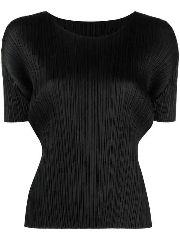 Issey Miyake Round-neck Plissé T-shirt - Black