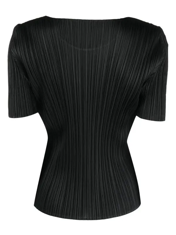 Issey Miyake Round-neck Plissé T-shirt - Black