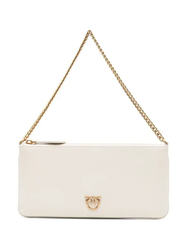 Pinko Leather Shoulder Bag With Love Birds Plaque - White