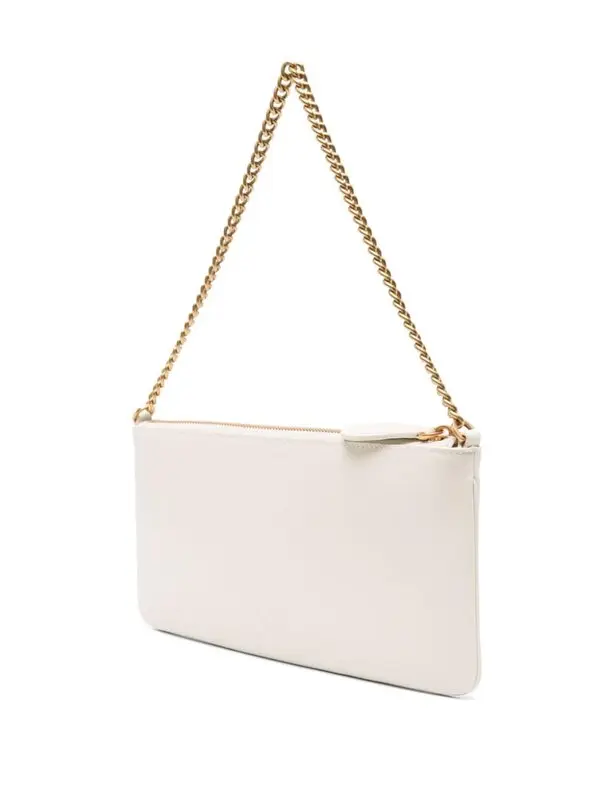 Pinko Leather Shoulder Bag With Love Birds Plaque - White