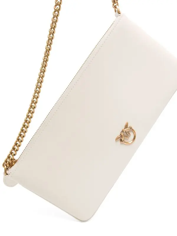 Pinko Leather Shoulder Bag With Love Birds Plaque - White