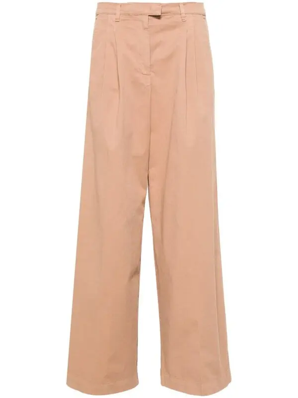 Pinko Wide-leg Cotton Trousers - Brown
