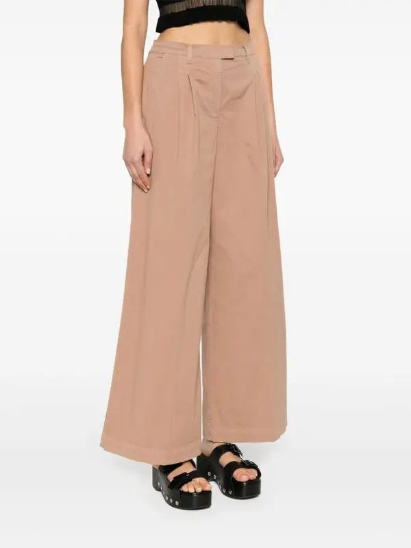 Pinko Wide-leg Cotton Trousers - Brown