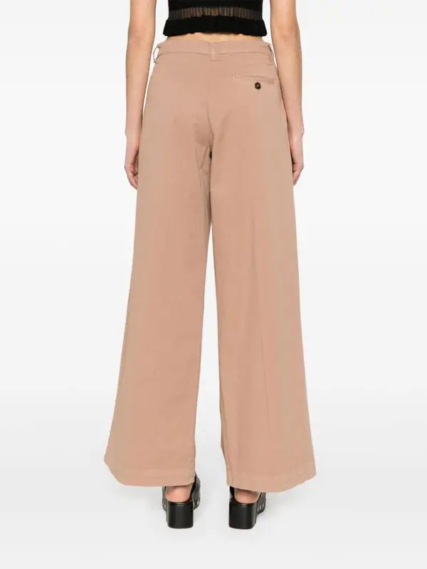 Pinko Wide-leg Cotton Trousers - Brown