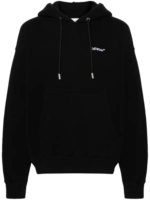 Off-White Logo-embroidered Organic Cotton Hoodie - Black