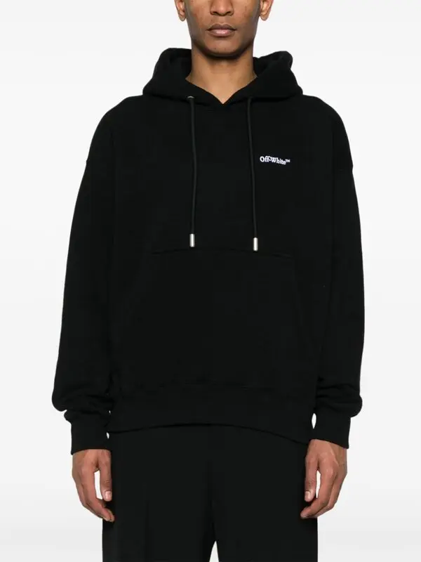 Off-White Logo-embroidered Organic Cotton Hoodie - Black
