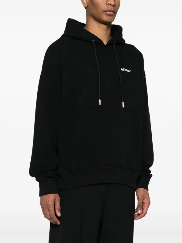 Off-White Logo-embroidered Organic Cotton Hoodie - Black