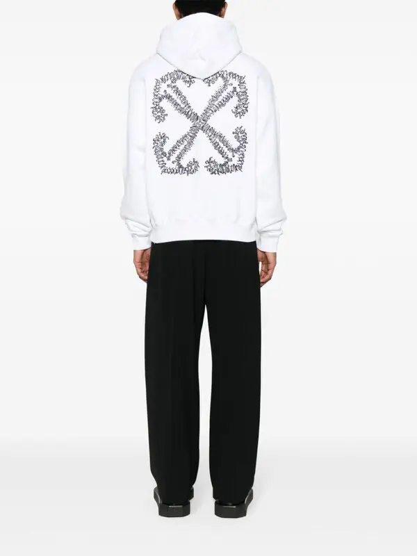 Off-White Logo-embroidered Organic Cotton Hoodie
