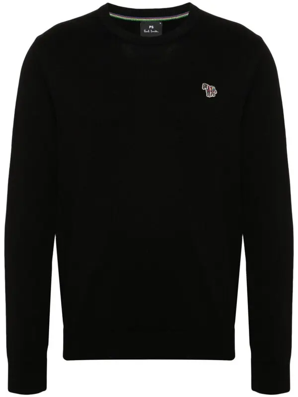 Paul Smith Zebra-motif Organic Cotton Jumper - Black