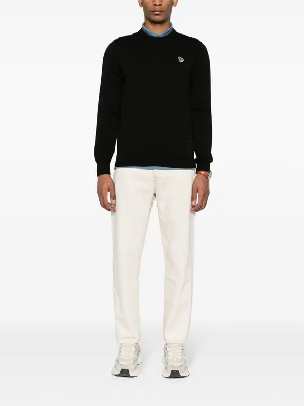Paul Smith Zebra-motif Organic Cotton Jumper - Black