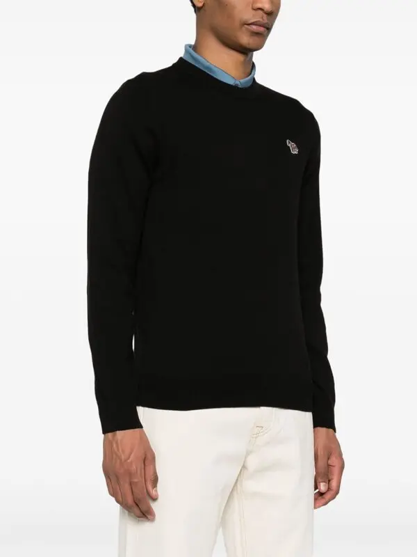 Paul Smith Zebra-motif Organic Cotton Jumper - Black