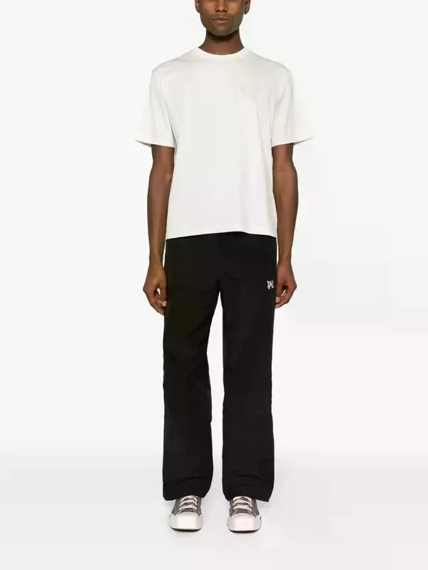 Palm Angels Logo-embroidered Cotton T-shirt - Neutrals