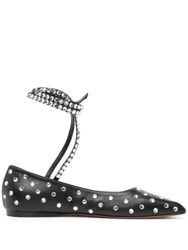 Amina Muaddi Ane Crystal-embellished Ballerina Shoes - Black