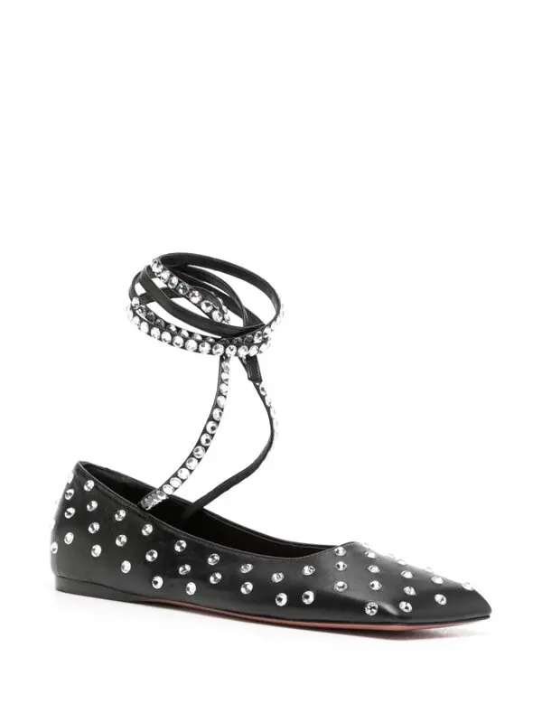 Amina Muaddi Ane Crystal-embellished Ballerina Shoes - Black