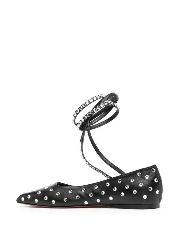 Amina Muaddi Ane Crystal-embellished Ballerina Shoes - Black