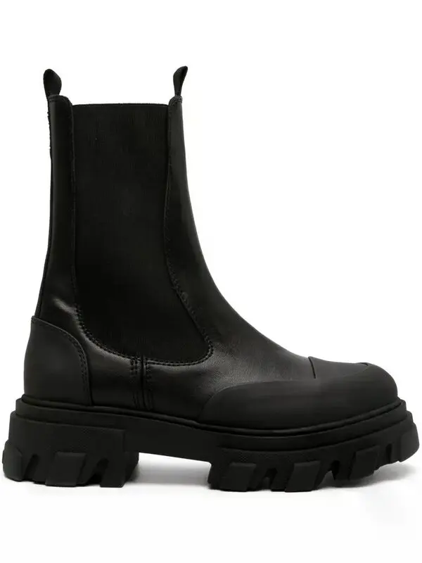 GANNI Cleated Faux-leather Chelsea Boots - Black
