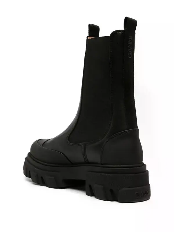 GANNI Cleated Faux-leather Chelsea Boots - Black