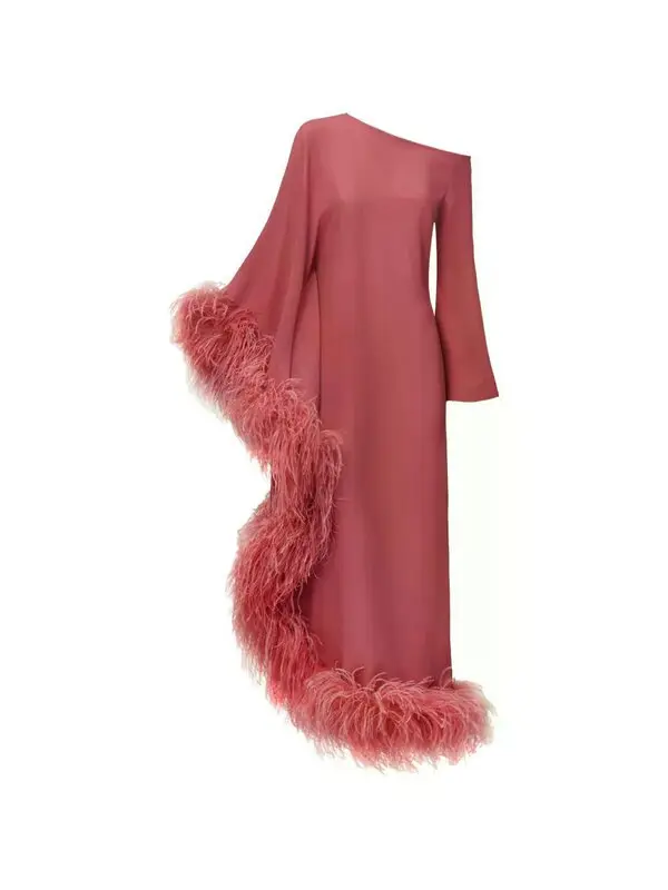 TALLER MARMO Ubud Extravaganza Feather-trim Maxi Dress - Pink