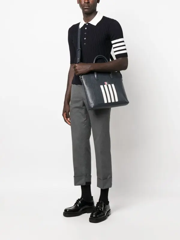 Thom Browne 4-bar Stripe Pebbled-leather Briefcase