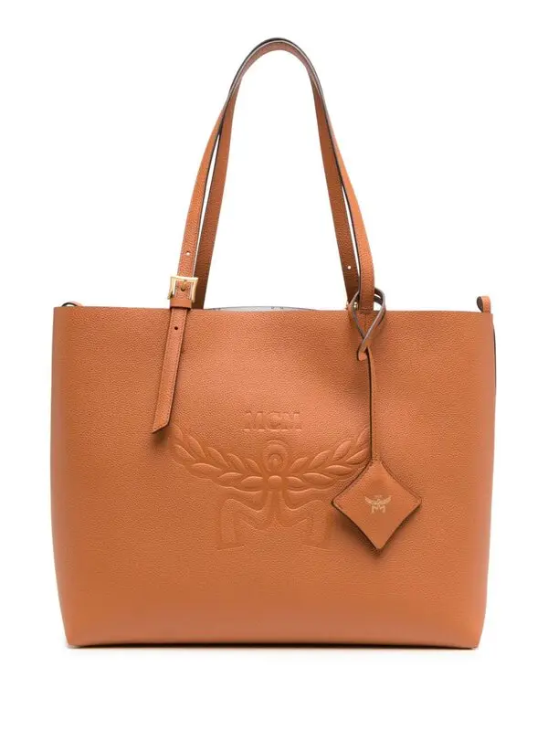 Mcm Himmel Medium Leather Tote - Brown