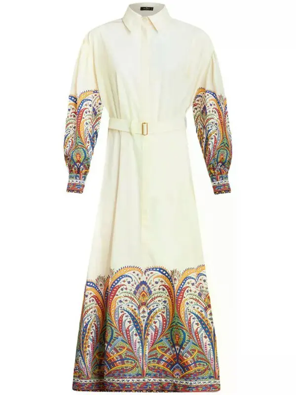 Etro Paisley-print Cotton Shirt Dress - White