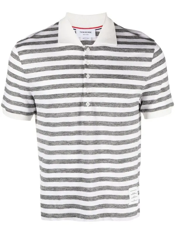 Thom Browne Striped Linen Polo Shirt