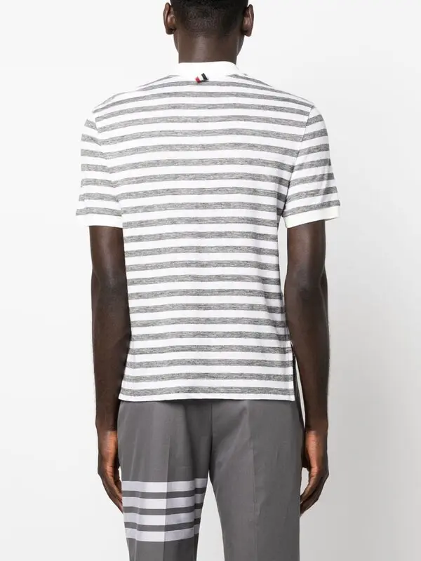 Thom Browne Striped Linen Polo Shirt