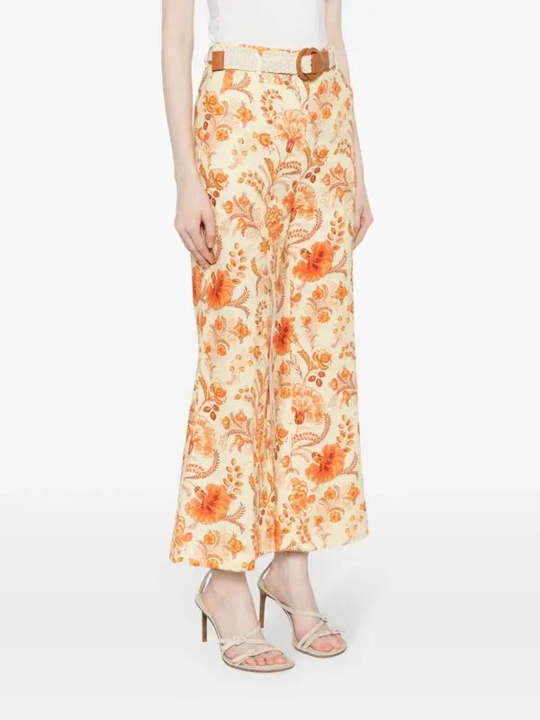 Zimmermann Junie Floral-print Linen Trousers - Orange
