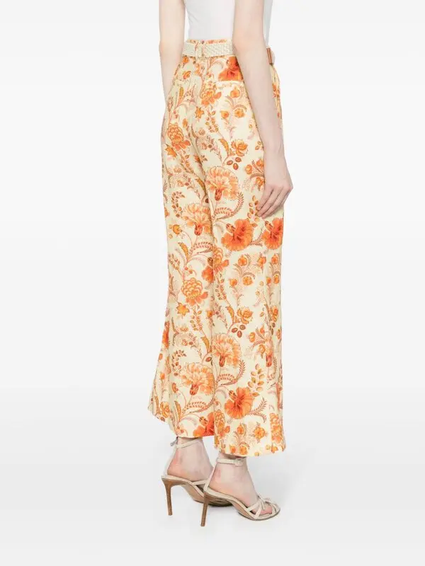 Zimmermann Junie Floral-print Linen Trousers - Orange