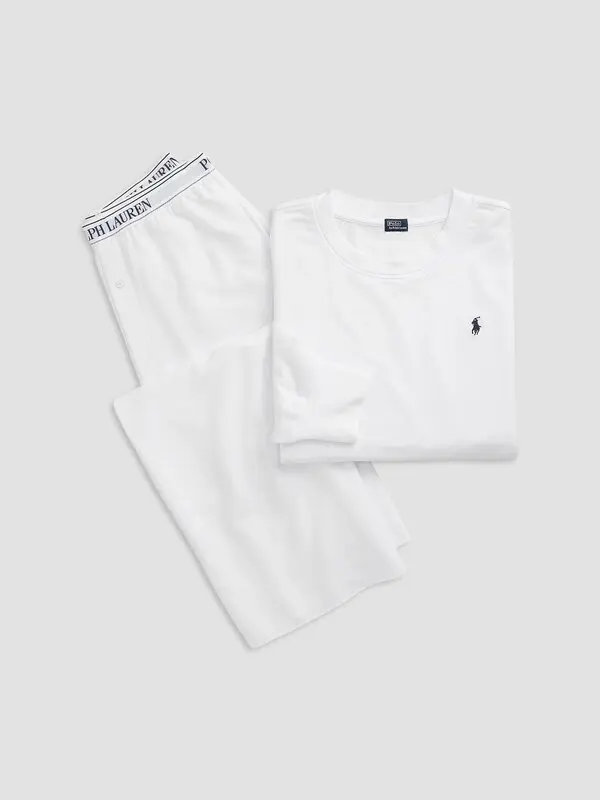 Polo Ralph Lauren French Terry 2-piece Pajama Set - White Cloud