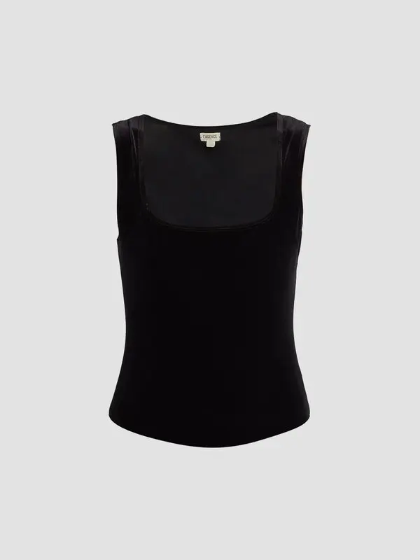 L'Agence Velvet Squareneck Bodysuit - Black