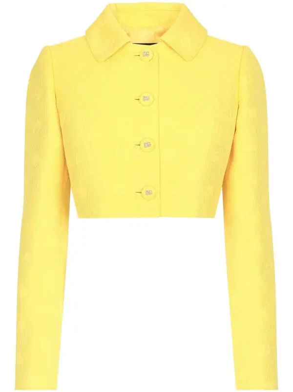 Dolce & Gabbana Monogram Jacquard Cropped Jacket - Yellow