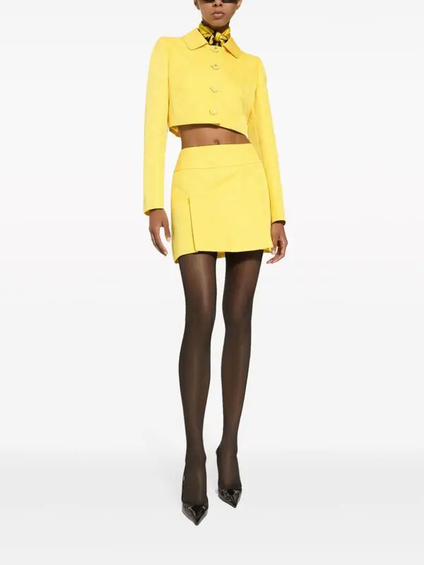 Dolce & Gabbana Monogram Jacquard Cropped Jacket - Yellow