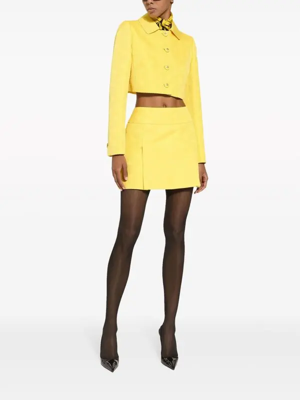 Dolce & Gabbana Monogram Jacquard Cropped Jacket - Yellow