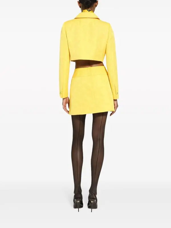 Dolce & Gabbana Monogram Jacquard Cropped Jacket - Yellow