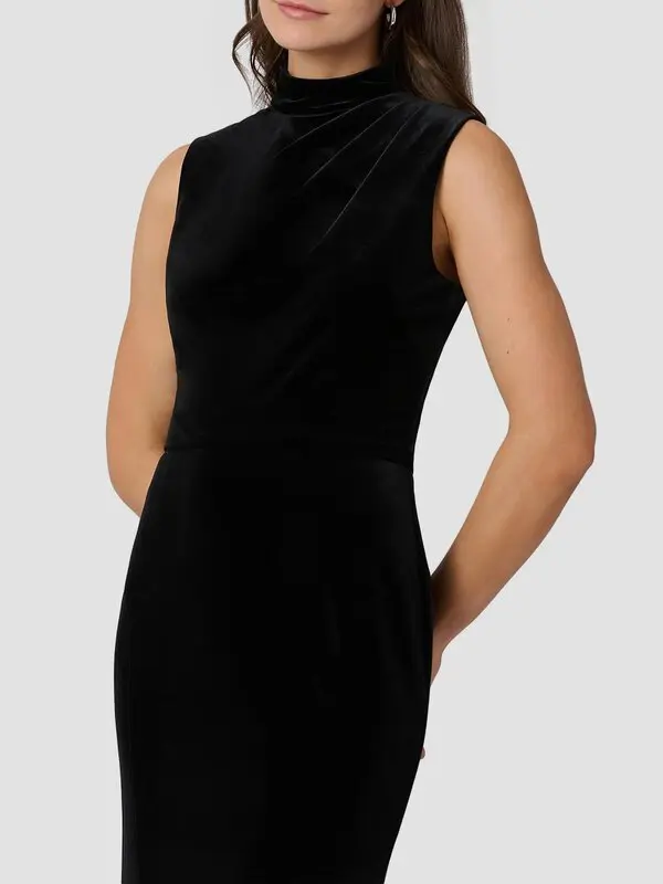Shoshanna Audrey Velvet Draped Midi-dress