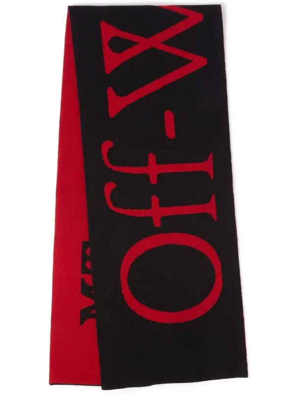 Off-White 2024 Lunar New Year Bookish Intarsia-knit Logo Wool Scarf