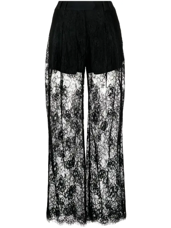 FLEUR DU MAL Wide-leg Lace Trousers - Black