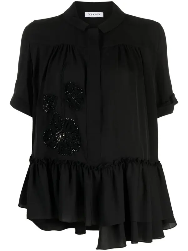 Dice Kayek Floral-embroidered Silk Shirt