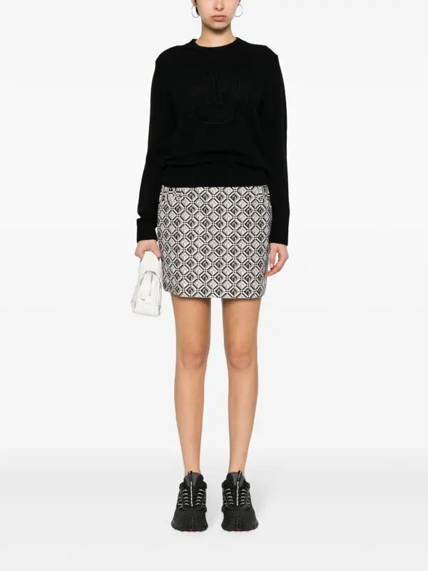 Moncler Embroidered-logo Crew-neck Jumper - Black