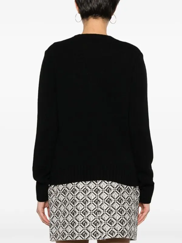 Moncler Embroidered-logo Crew-neck Jumper - Black