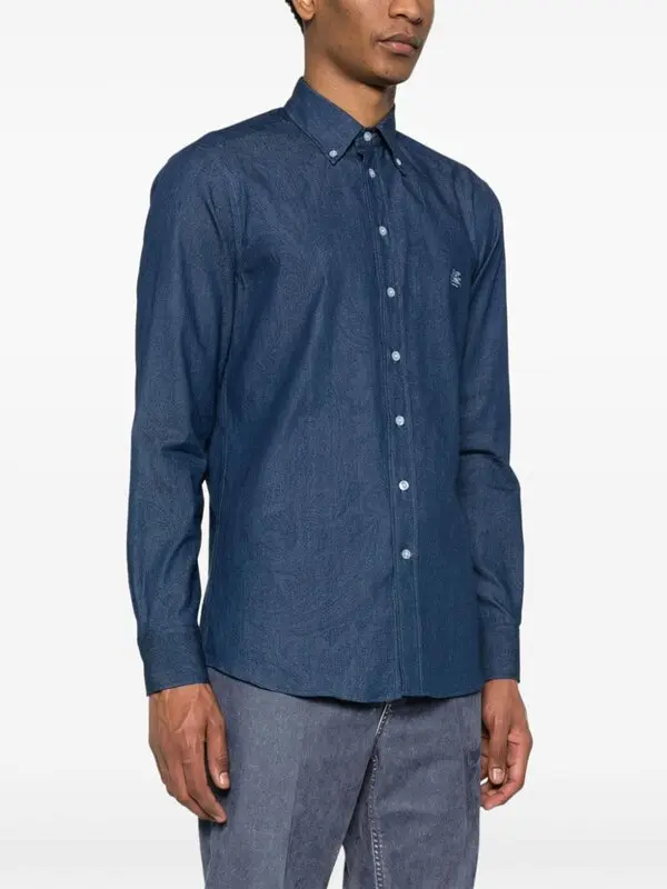 Etro Paisley Washed Denim Shirt