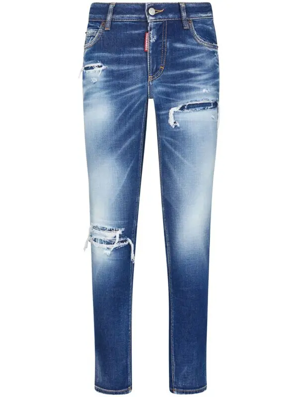Dsquared2 Ripped Slim-leg Jeans - Blue