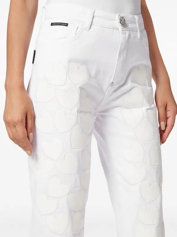 Philipp Plein Heart-patches Cropped Jeans
