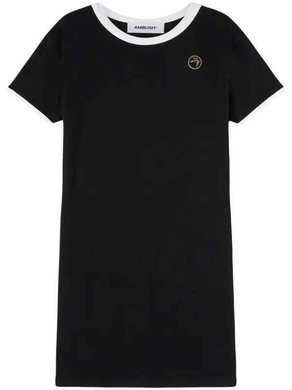 AMBUSH Contrast-trim Ribbed Minidress - Black