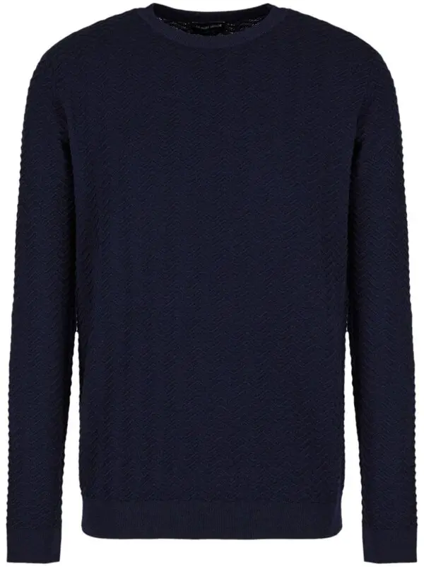 Giorgio Armani Chevron-knit Jumper - Blue