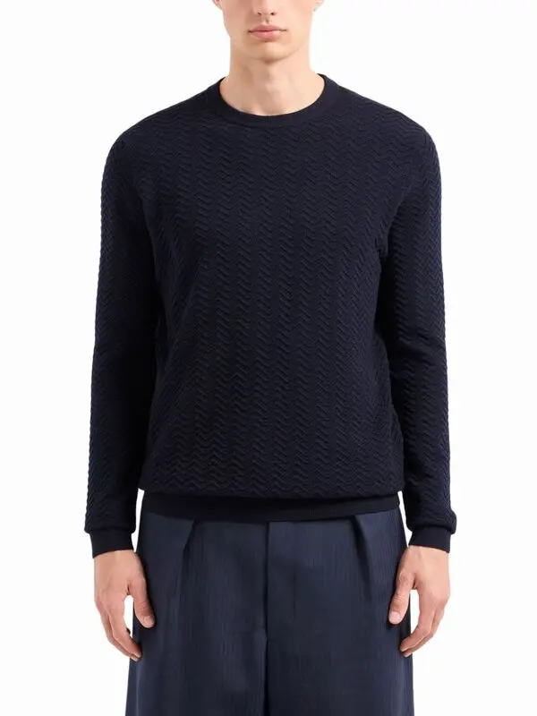 Giorgio Armani Chevron-knit Jumper - Blue