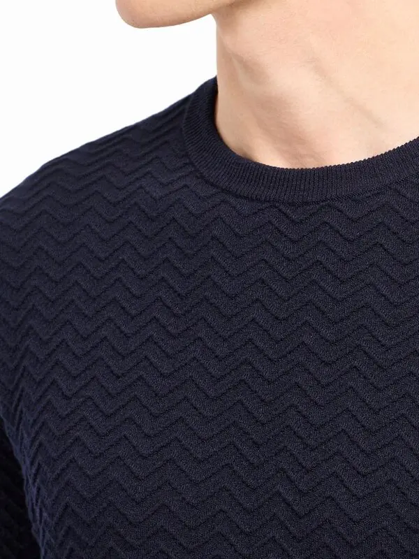 Giorgio Armani Chevron-knit Jumper - Blue