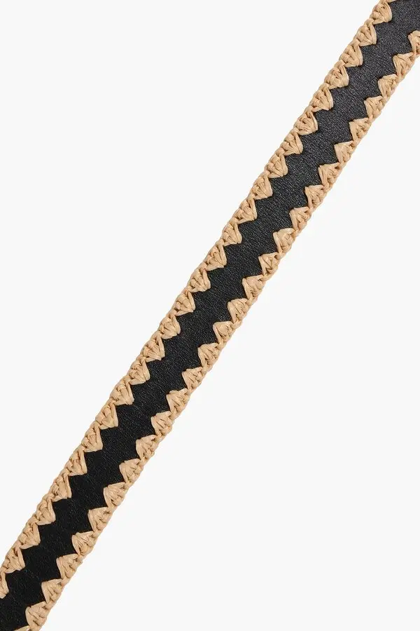 Altuzarra Crochet Whipstitch Leather Belt Altuzarra Whipstitched Raffia And Leather Belt In Black - 70  main image 3