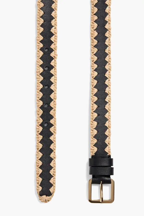 Altuzarra Crochet Whipstitch Leather Belt Altuzarra Whipstitched Raffia And Leather Belt In Black - 70  main image 2